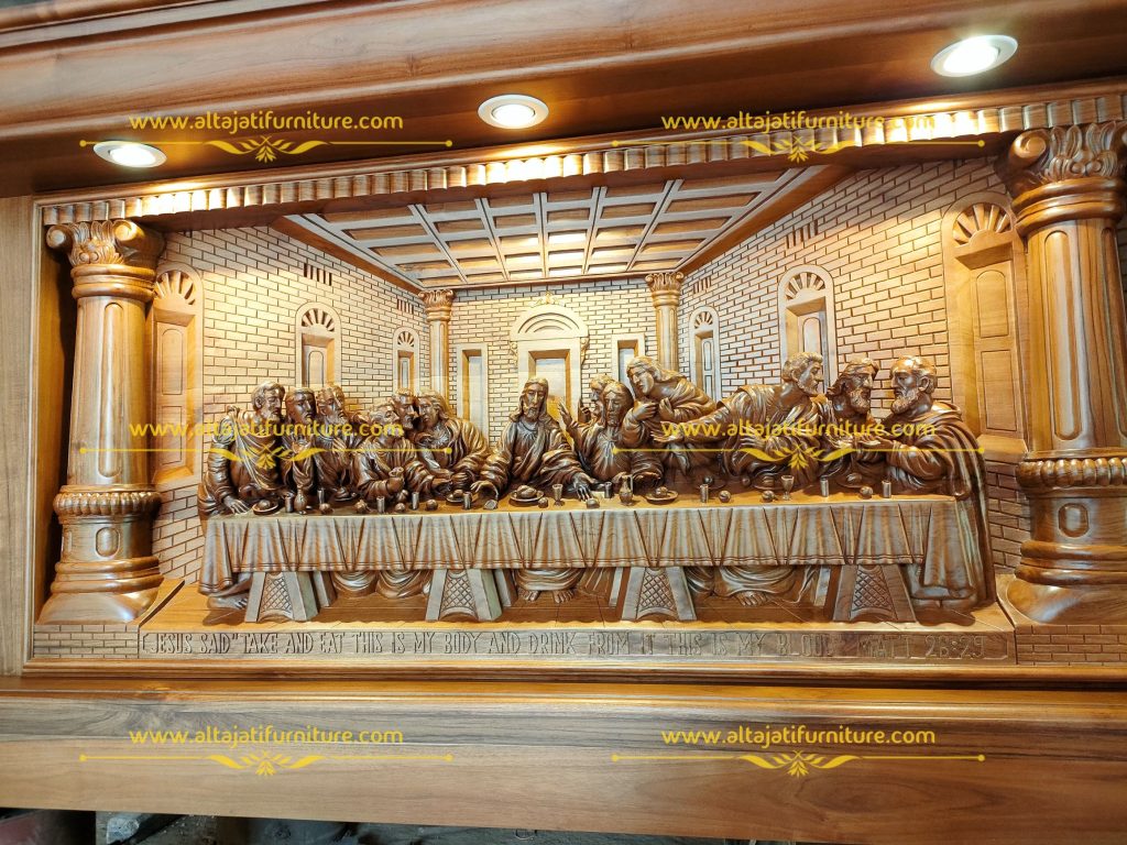 Altar Gereja Ukiran Perjamuan | Alta Jati Furniture